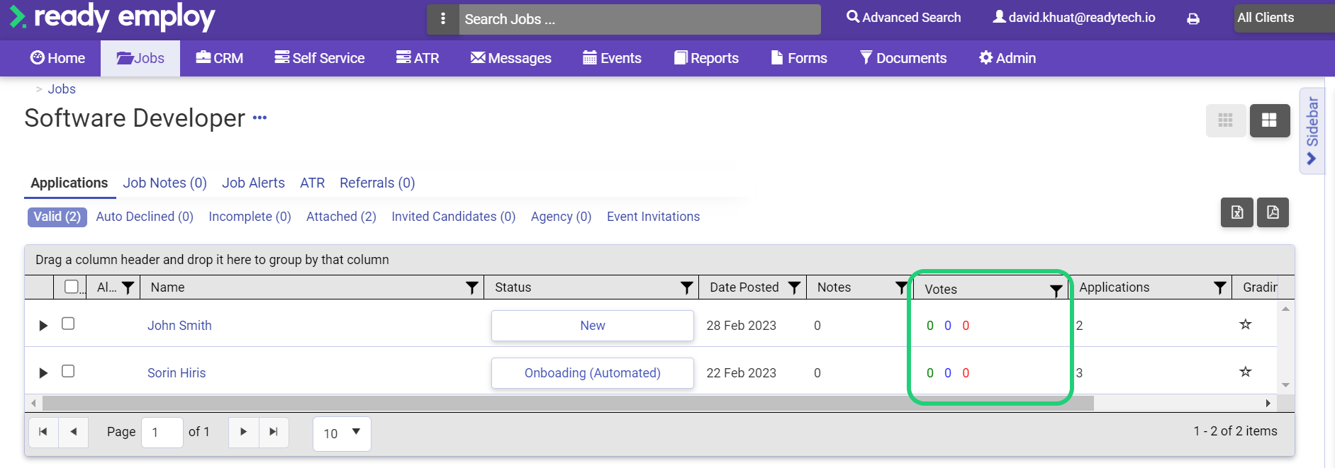 Using the Voting Function