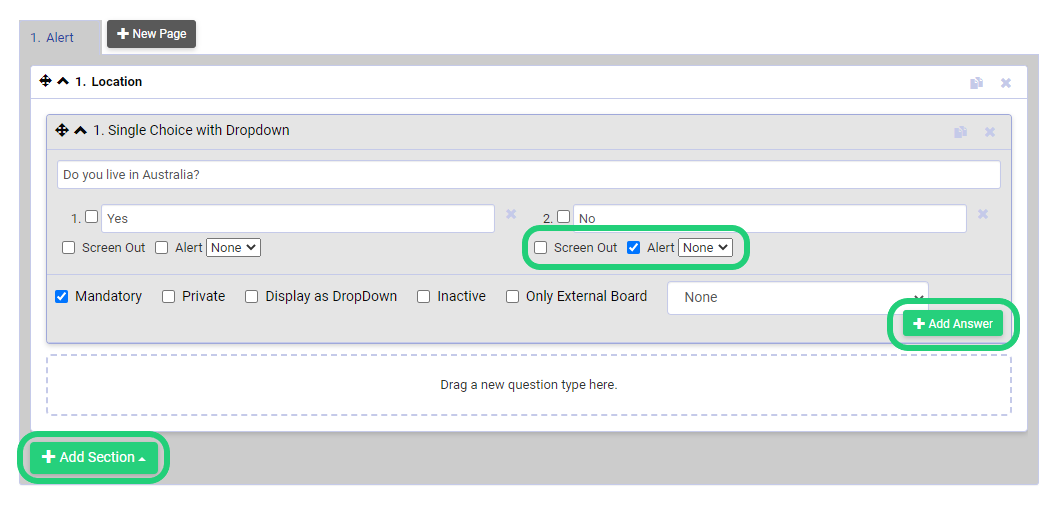 Creating a Screen Out And Alert Question