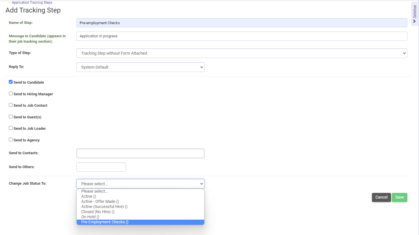 Creating a Tracking Step