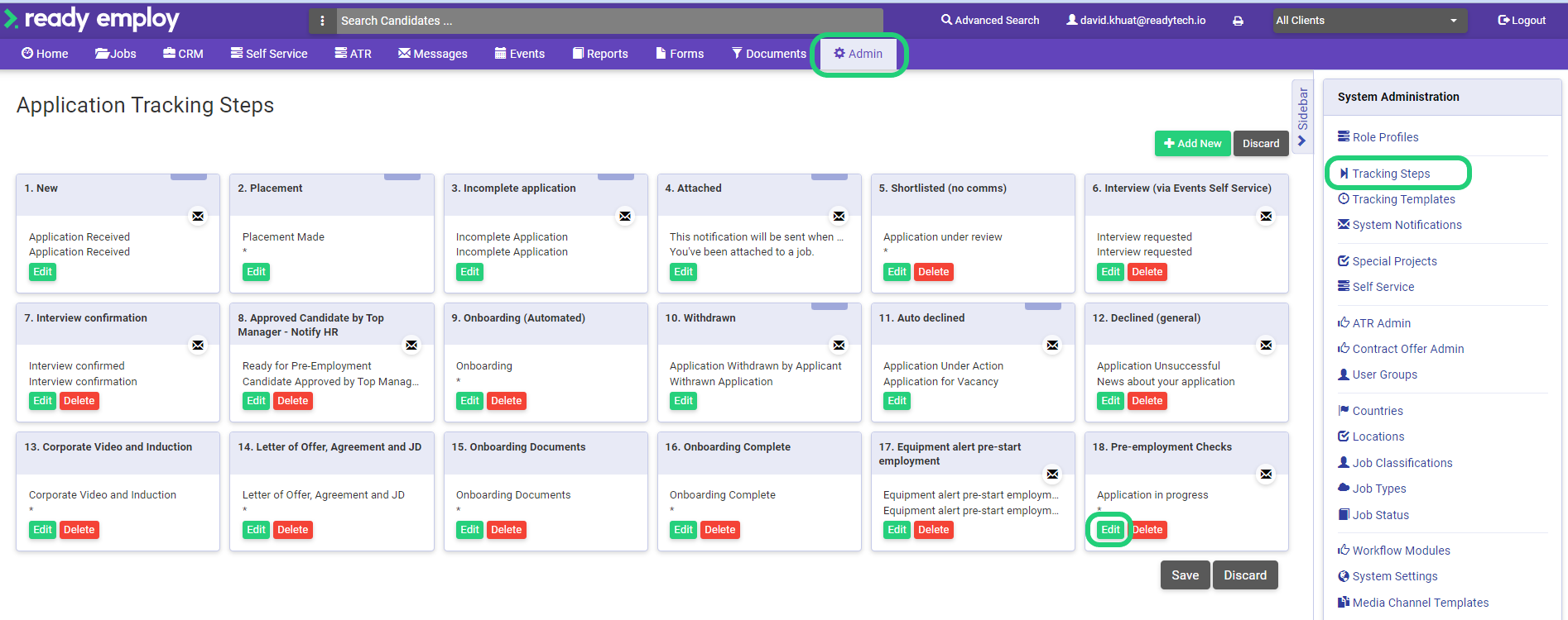 Adding an Email Notification to a Tracking Step
